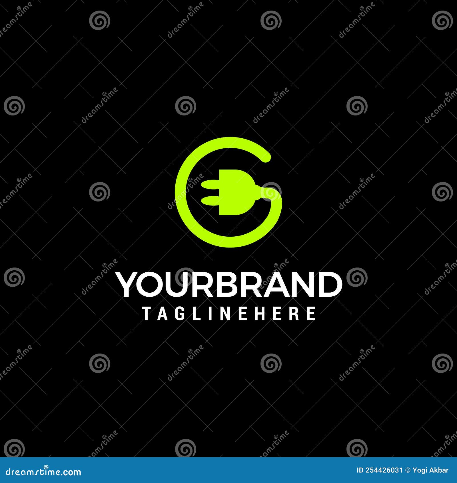 Letter G Electric Logo Circular Line Wire Icon with Plug Symbol Inside ...