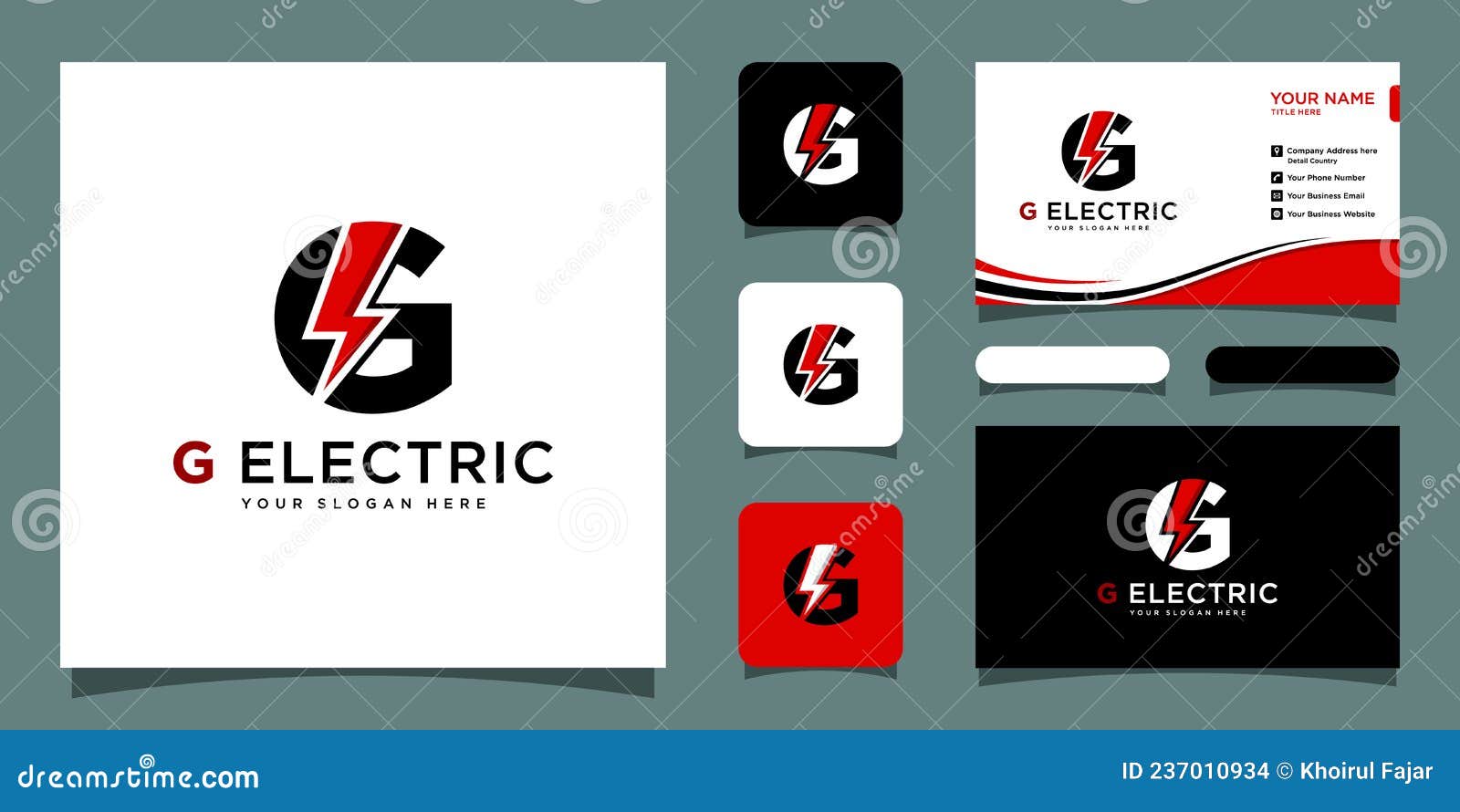 Letter G Electrical Logo Design Template with Business Card Design ...