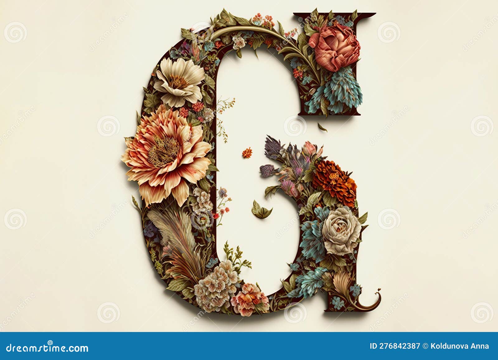 Letter G Flower Pattern, Created with Generative AI Technology Stock ...