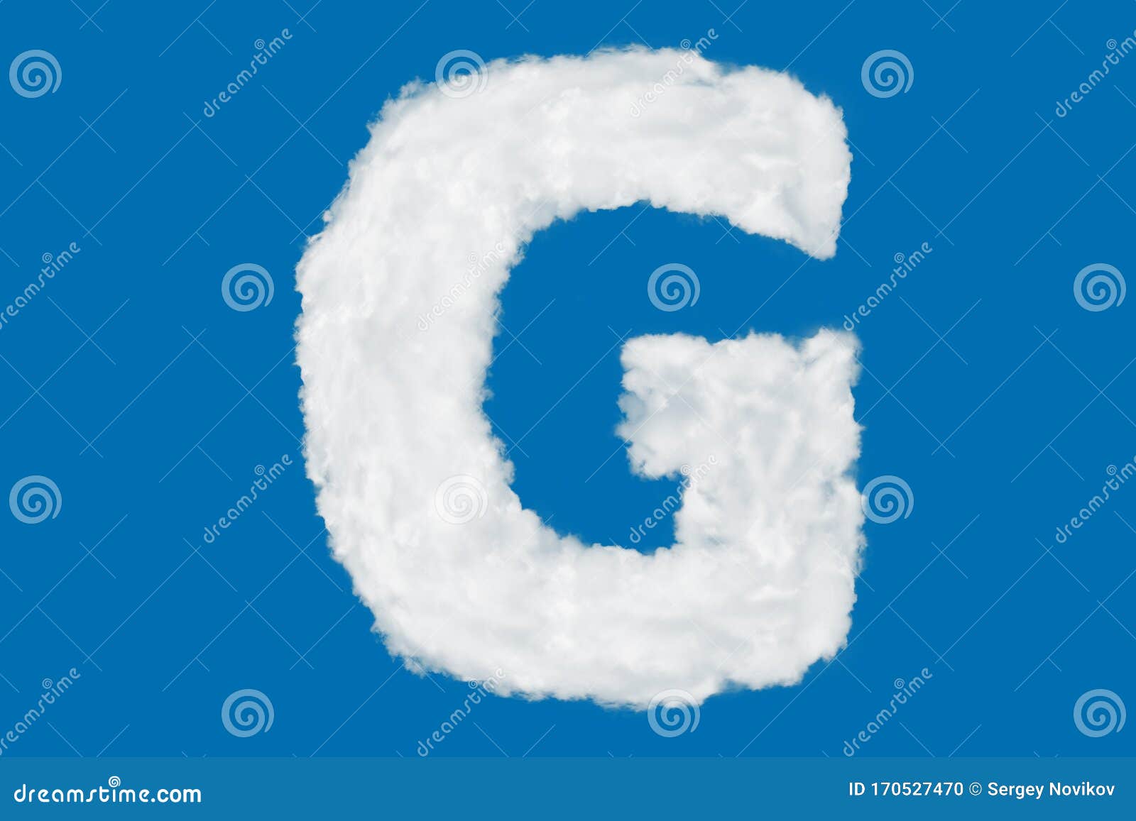 Letter G Font Shape Element Made of Clouds on Blue Stock Photo - Image ...