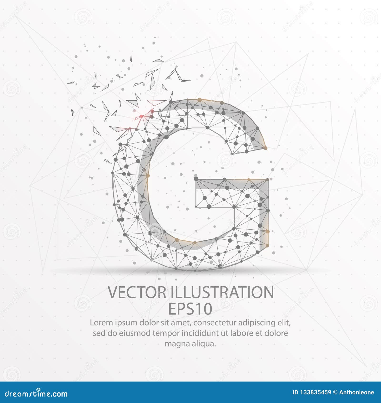 Letter G Form Low Poly Wire Frame on White Background Stock Vector ...