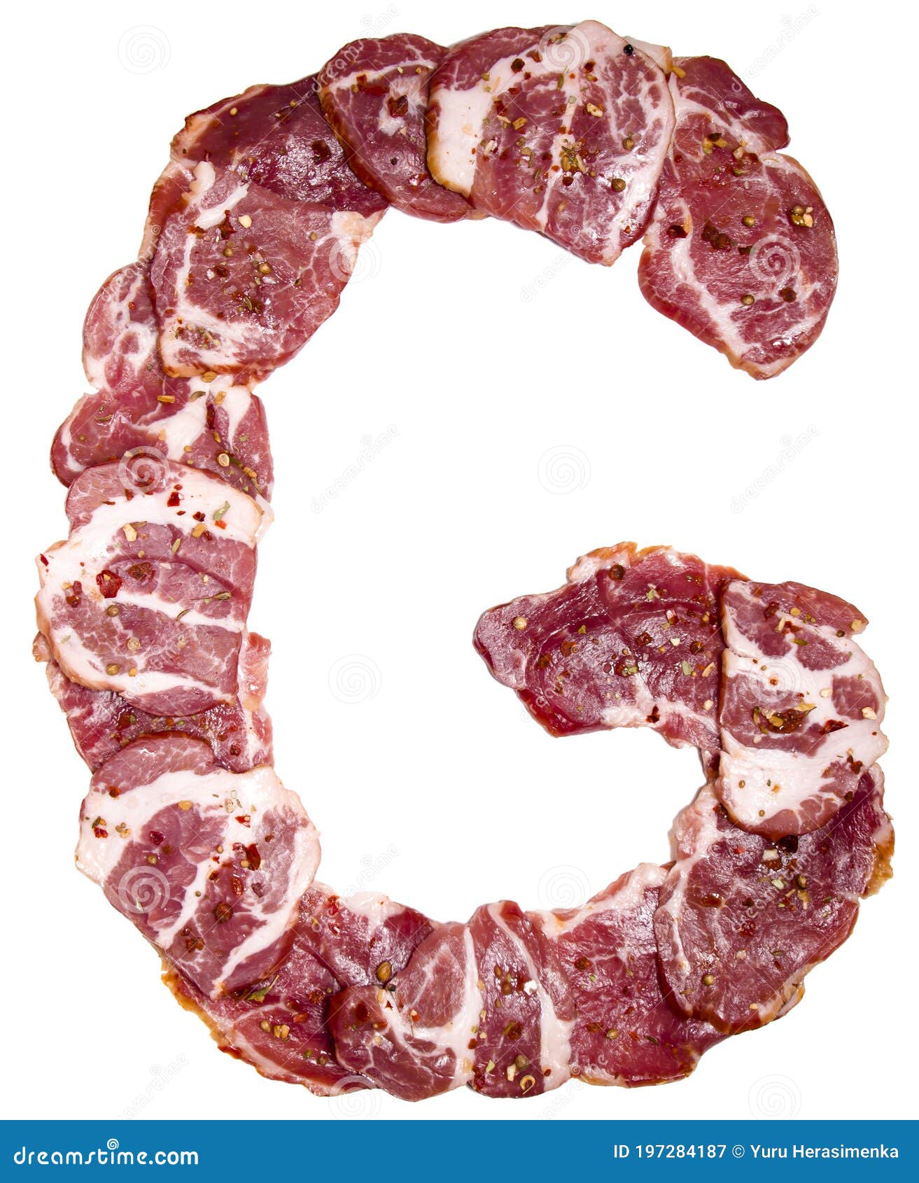 Letter G. Fresh Meat Alphabet. Conceptual Font for Design. Stock Image ...