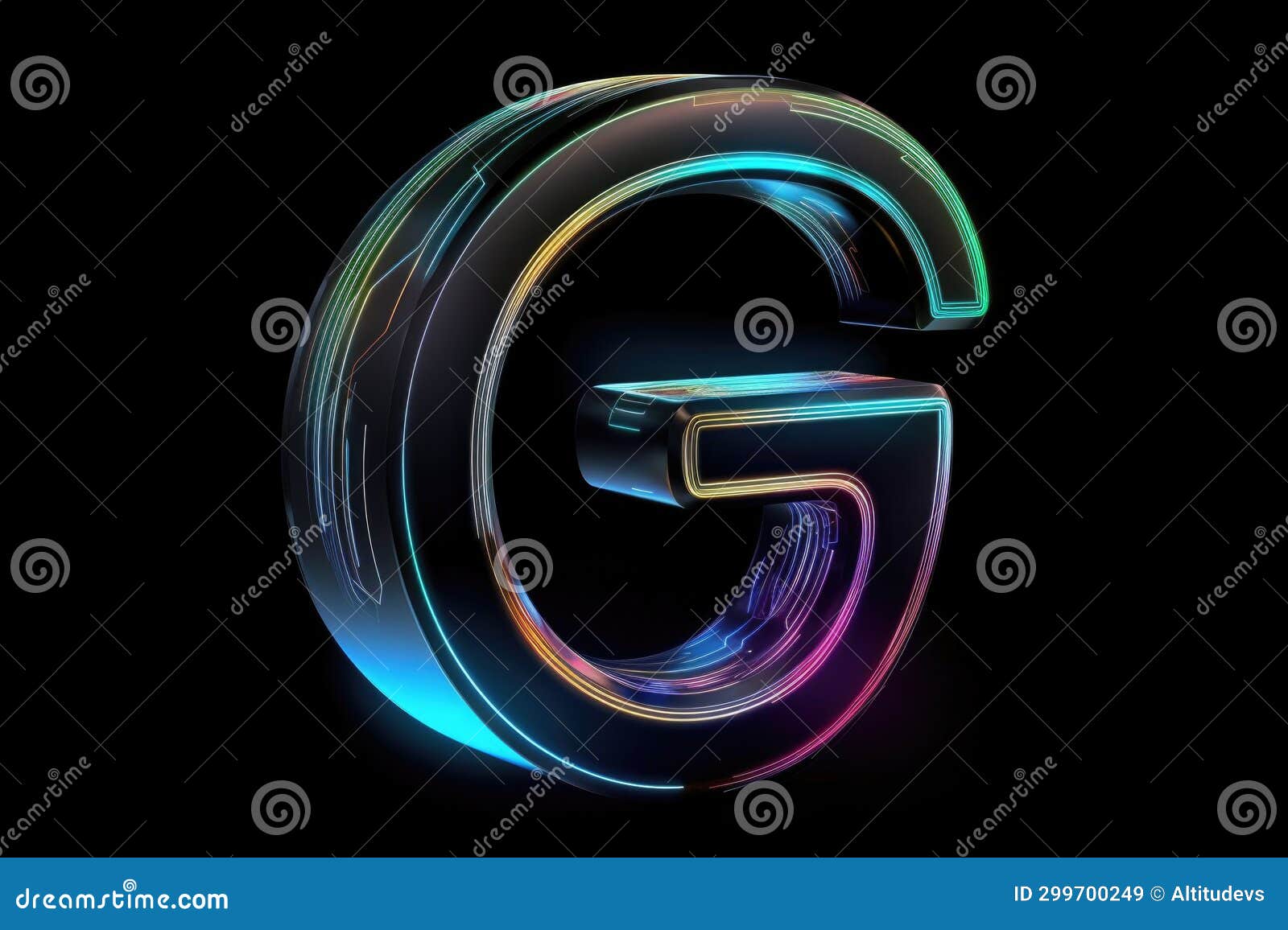 Letter G, Futuristic Style, on Black Background Stock Image - Image of ...