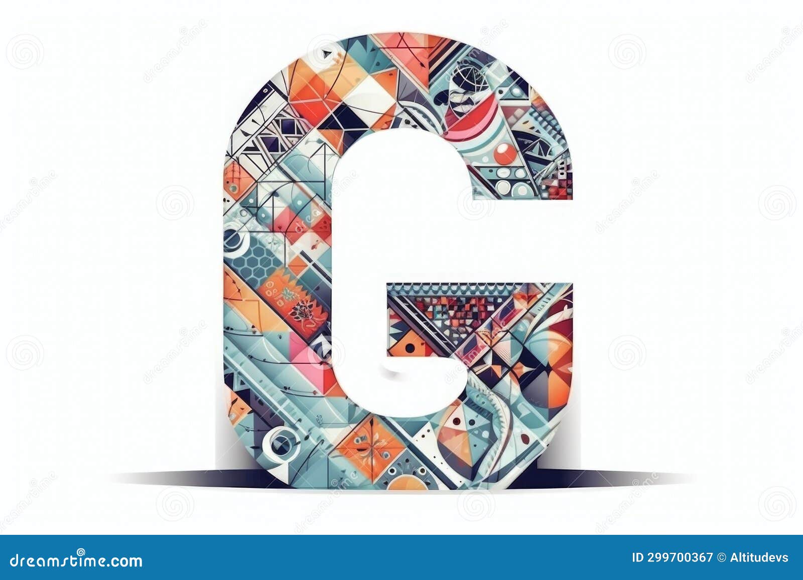 Letter G, Geometric Patterns Style, on White Background Stock ...
