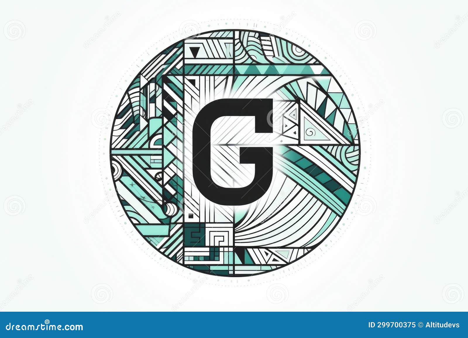 Letter G, Geometric Patterns Style, on White Background Stock ...