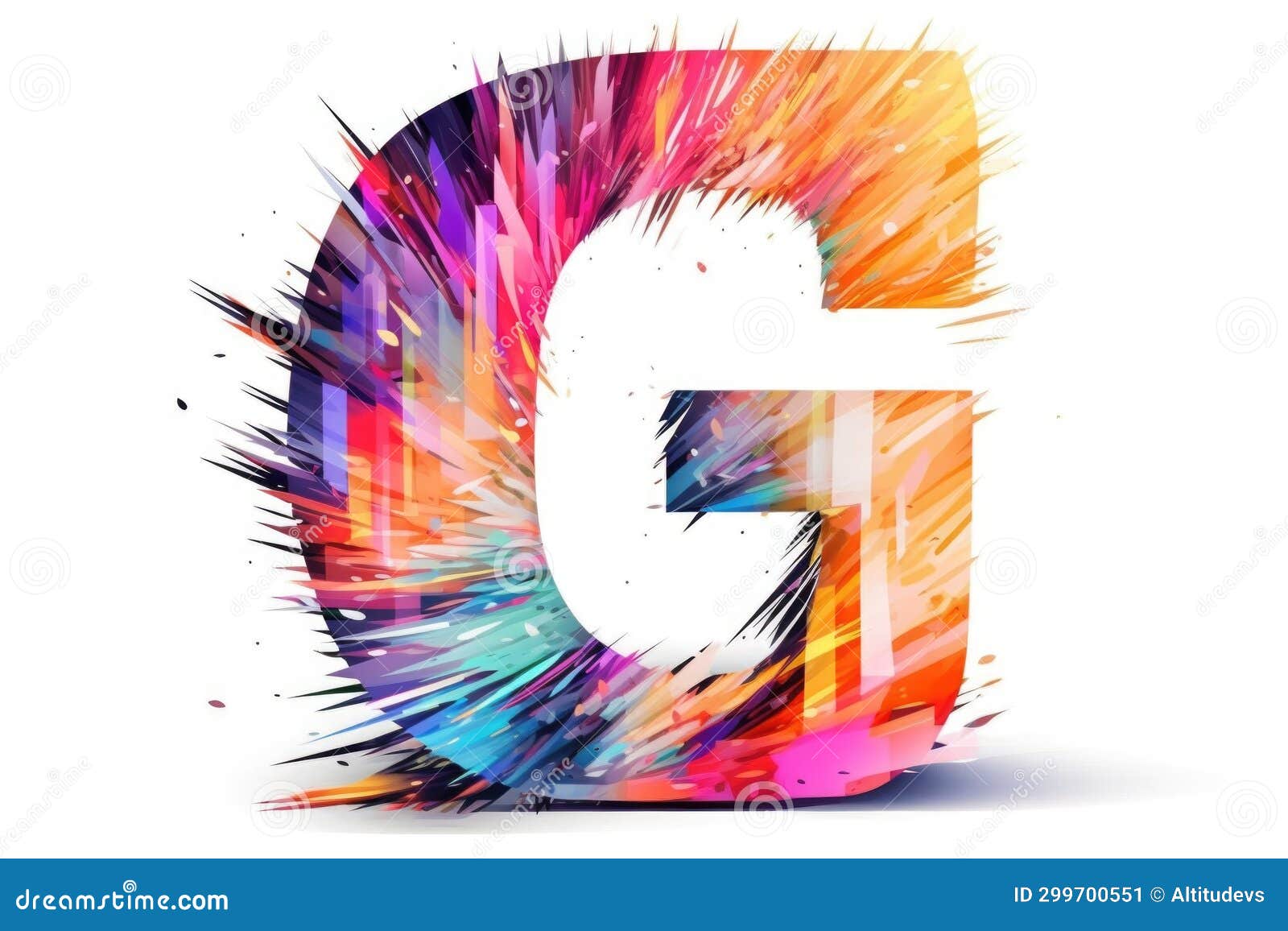 Letter G, Glitch Effect Style, on White Background Stock Illustration ...