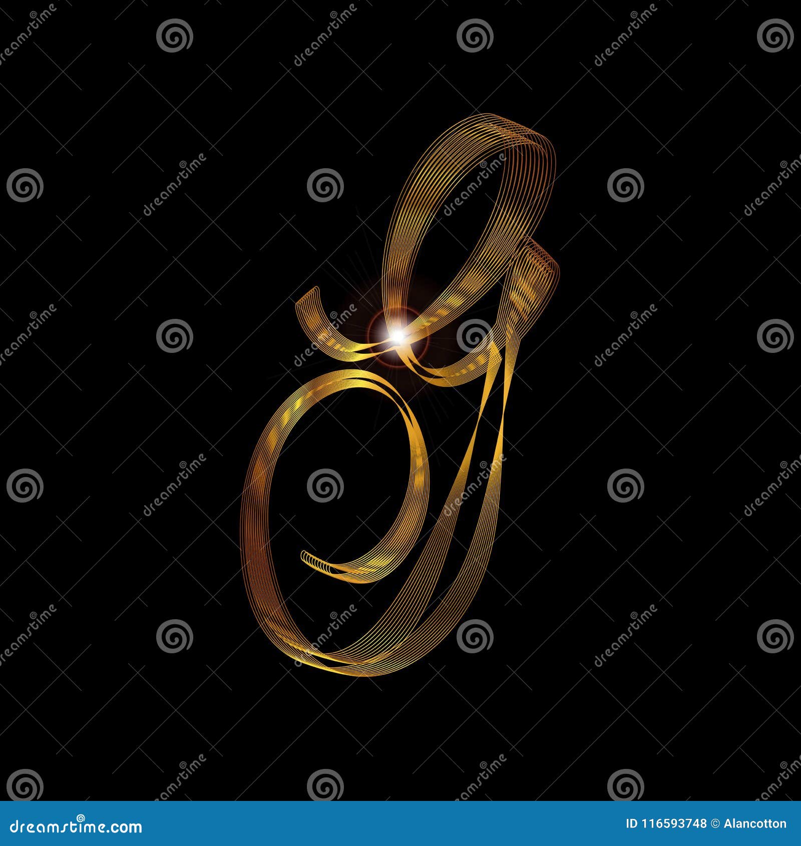 Letter G in Gold Fine Thread Stock Vector - Illustration of isolated ...