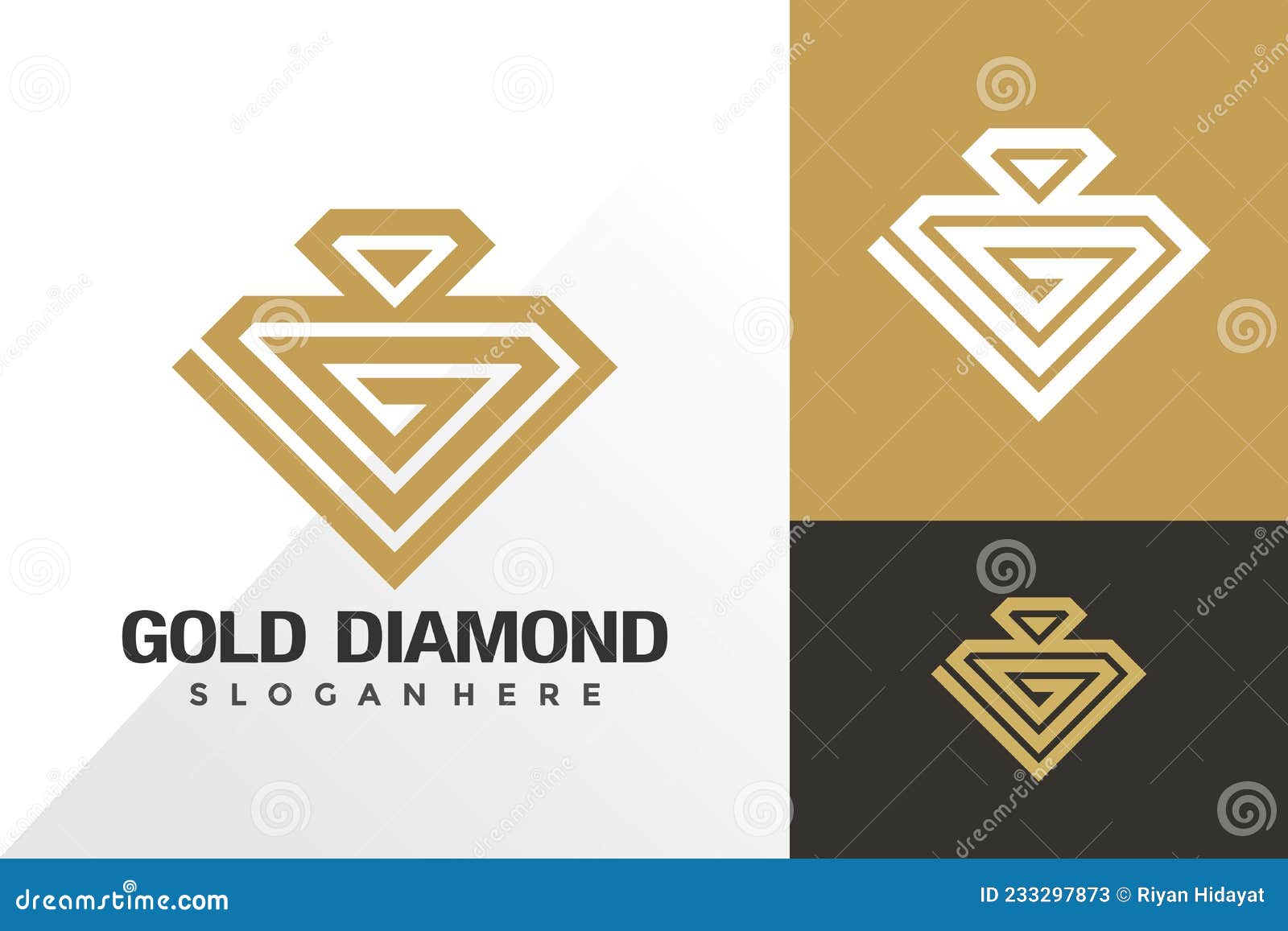 Letter G Golden Diamond Logo and Icon Design Vector Concept for ...