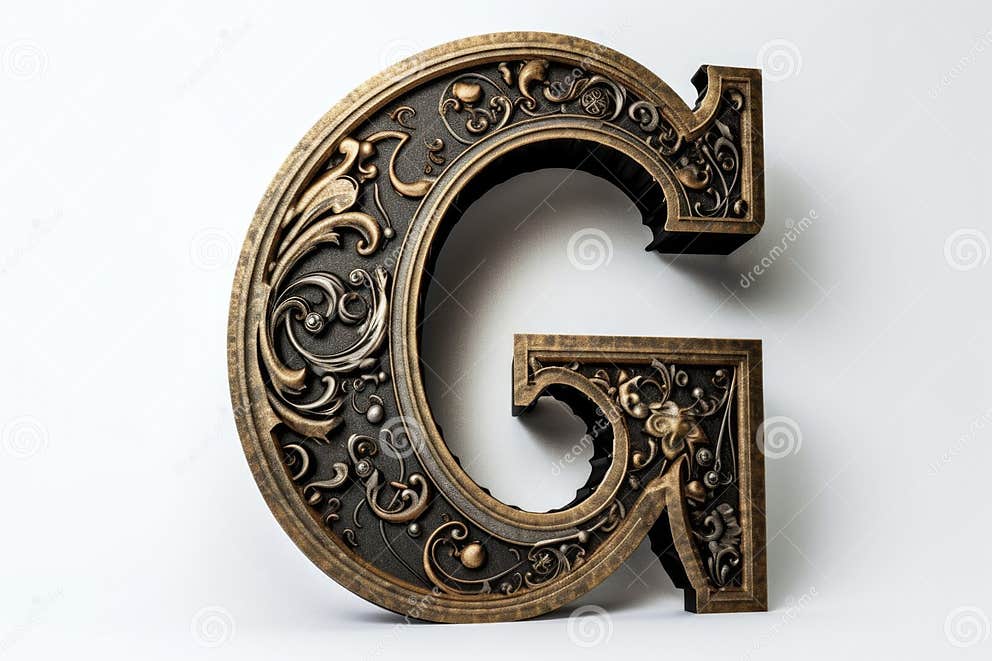 Letter G, Gothic Style, on White Background Stock Illustration ...