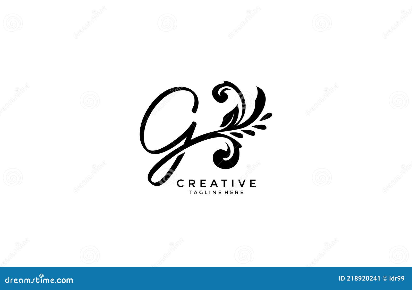 Letter G Initial Flourishes Flower Ornament Logo Stock Illustration ...