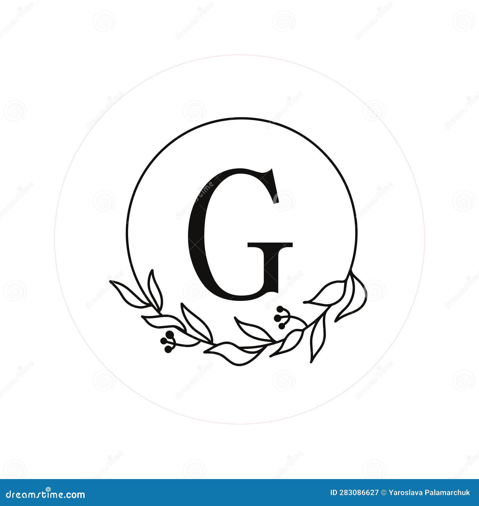 Letter "G" Initials with Round Floral Frames, Vector Monogram Logo ...