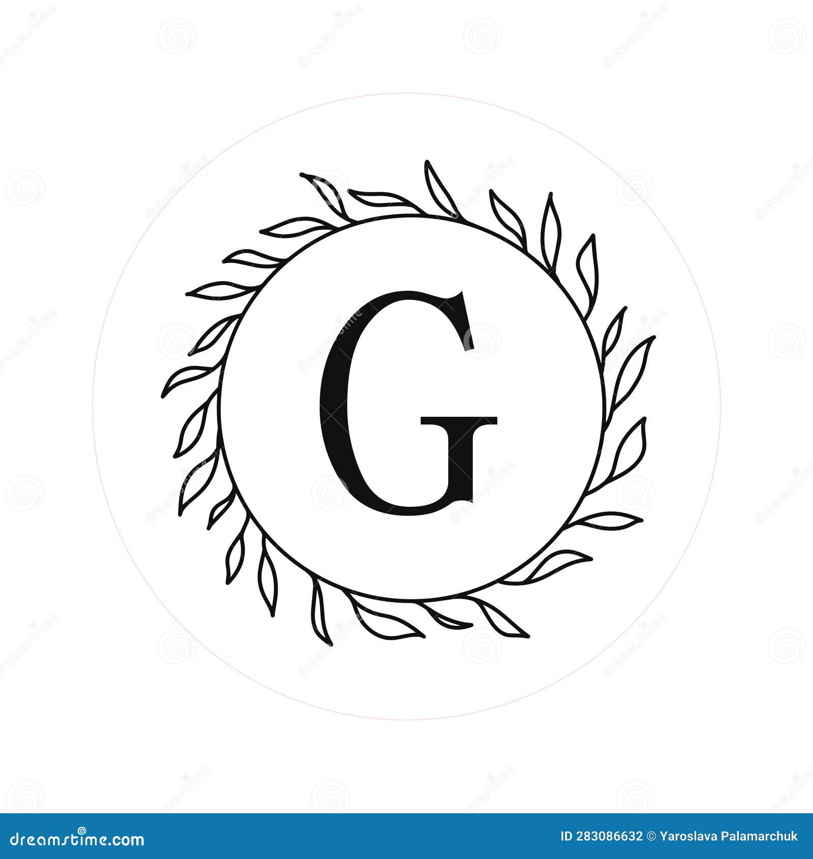 Letter "G" Initials with Round Floral Frames, Vector Monogram Logo ...