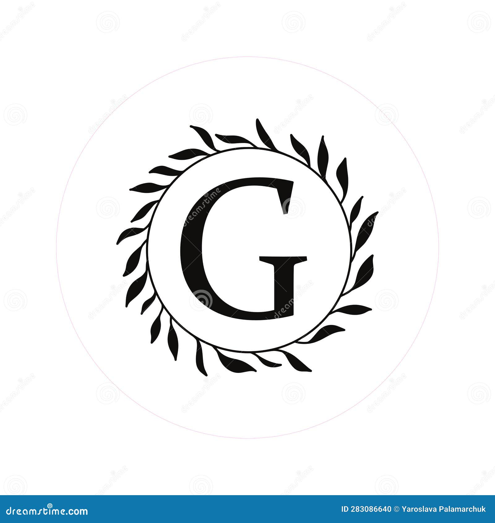 Letter "G" Initials with Round Floral Frames, Vector Monogram Logo ...
