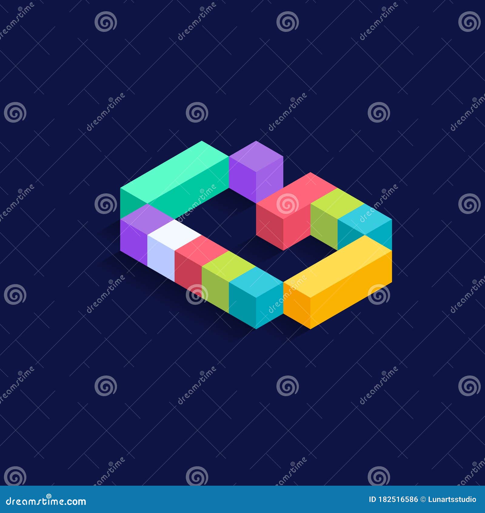 Letter G Isometric Colorful Cubes 3d Design, Three-dimensional Letter ...