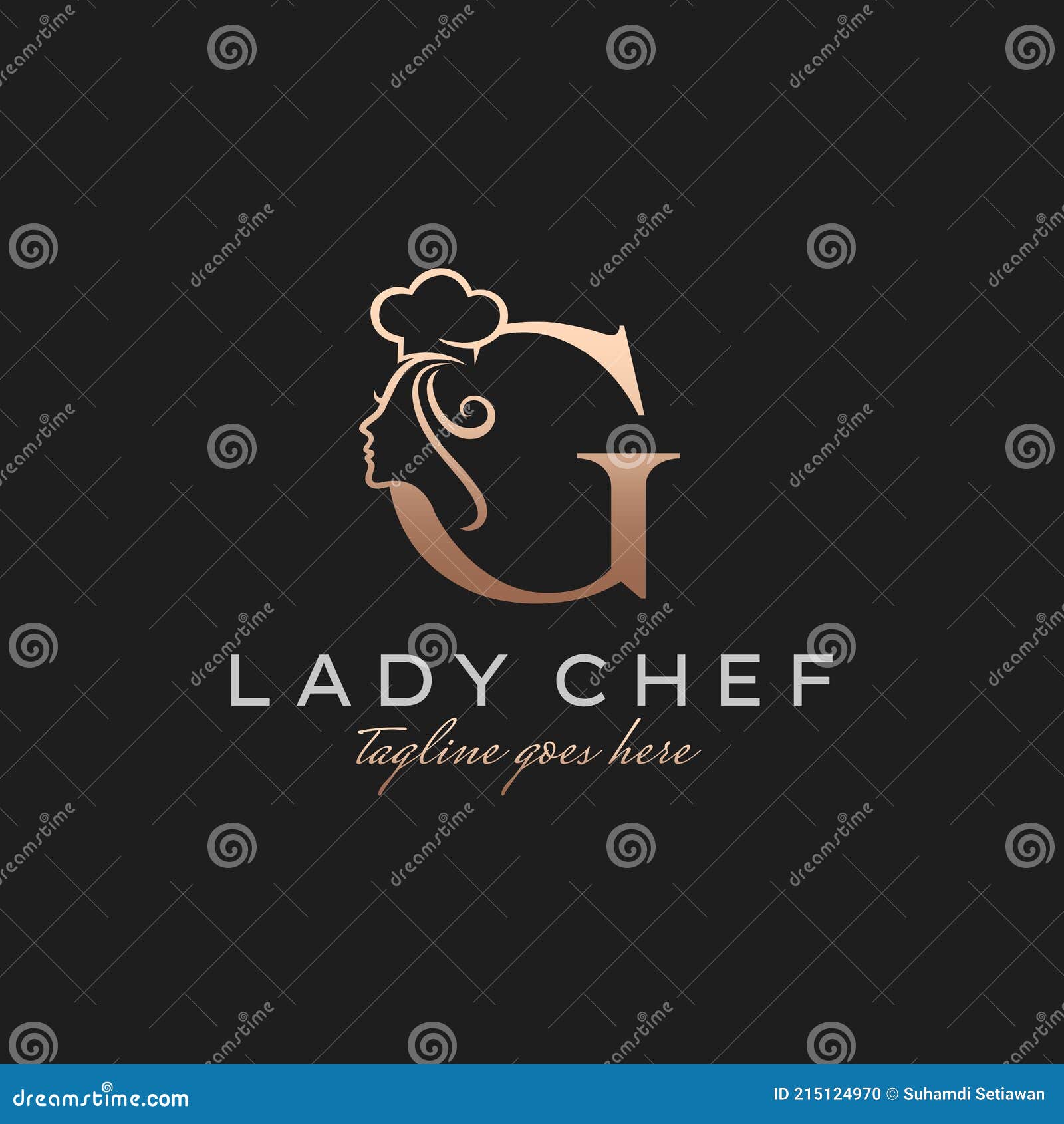 Letter G Lady Chef, Initial Beauty Cook Logo Design Vector Stock Vector ...