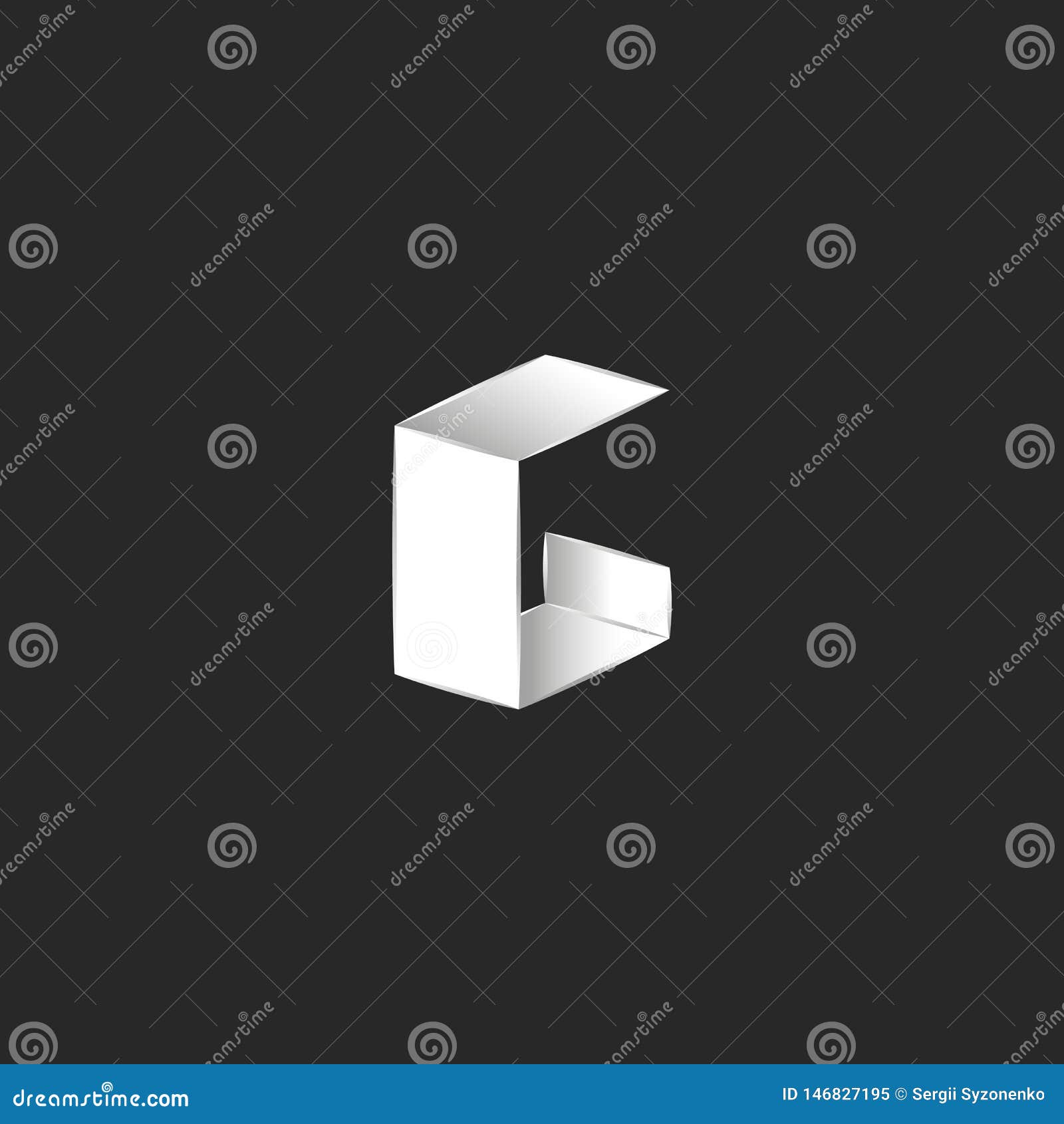 Letter G Logo Isometric Shape Typography Design Element, Folded White ...
