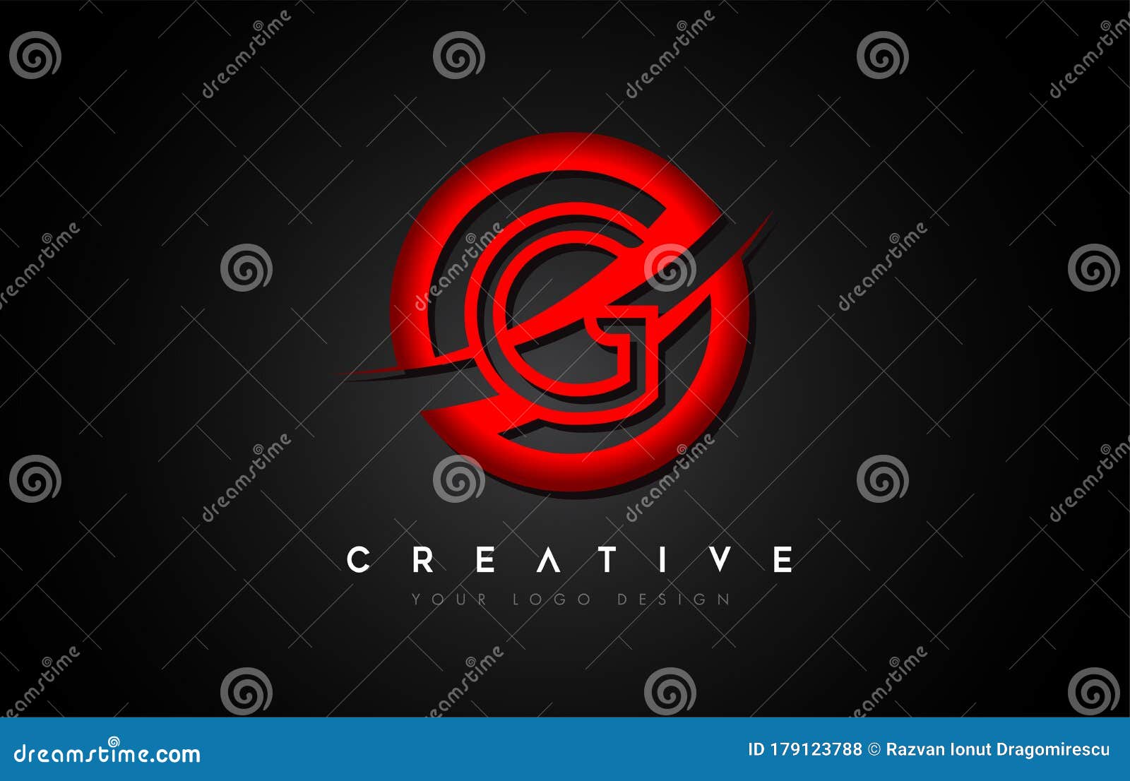 Letter G Logo with a Red Circle Swoosh Design. Creative Uppercase ...
