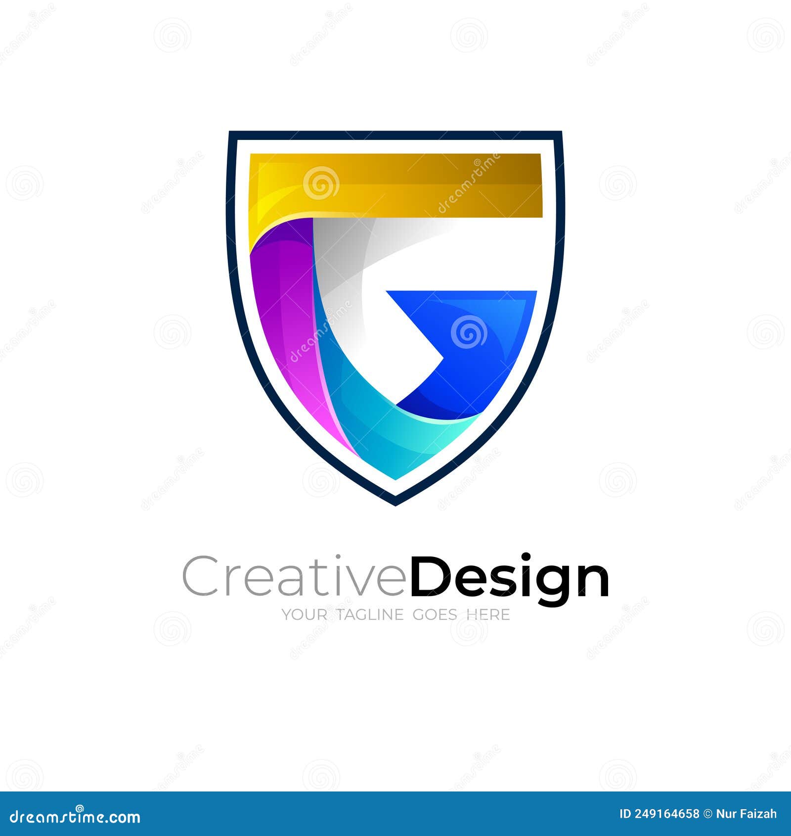 Letter G Logo and Shield Design Vector, Glossy Icon Stock Vector ...