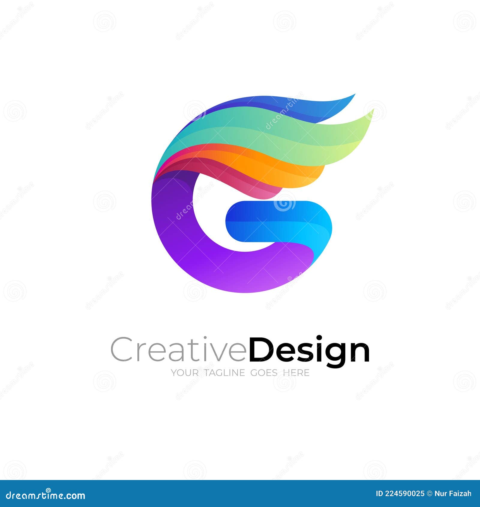 Symbol G Logo and Wing Design Template, 3d Colorful Logos, Stock Vector ...