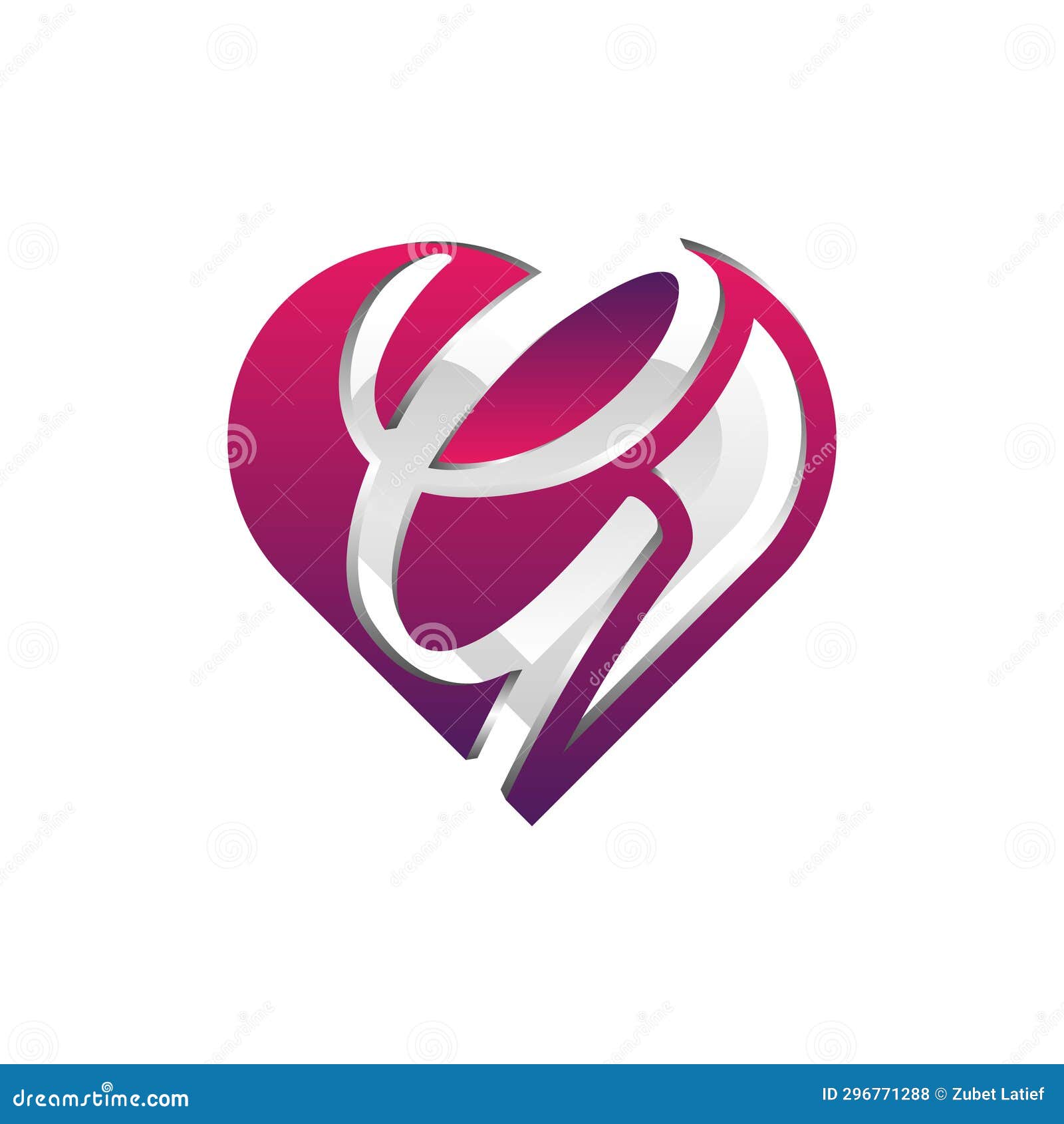 Letter G with Love Logo Design Template, Vector Illustration on a White ...