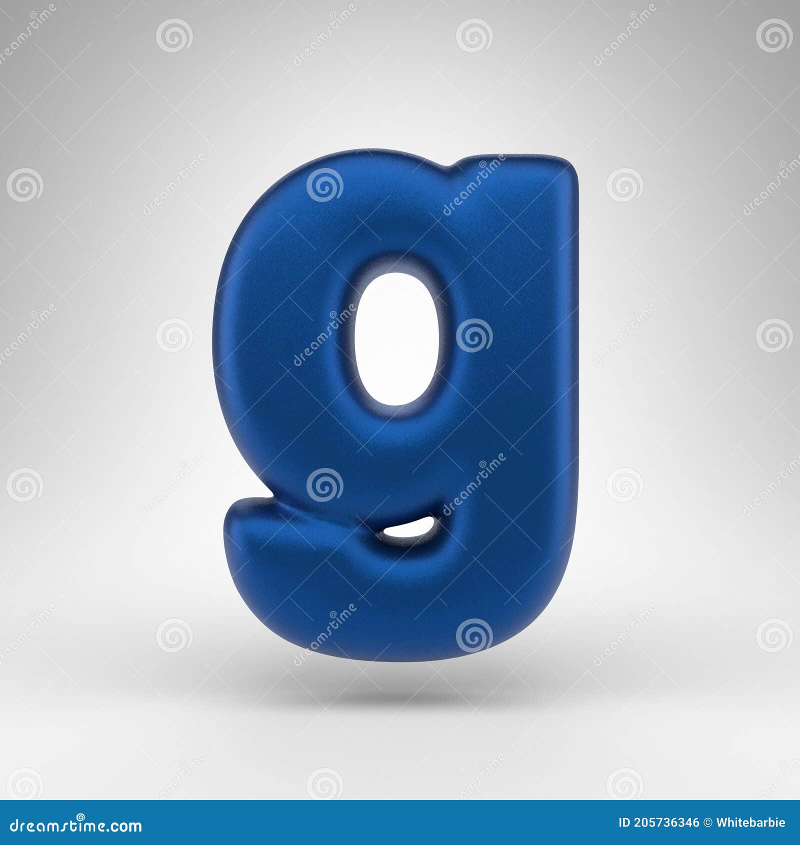 Letter G Lowercase on White Background. Anodized Blue 3D Letter with ...