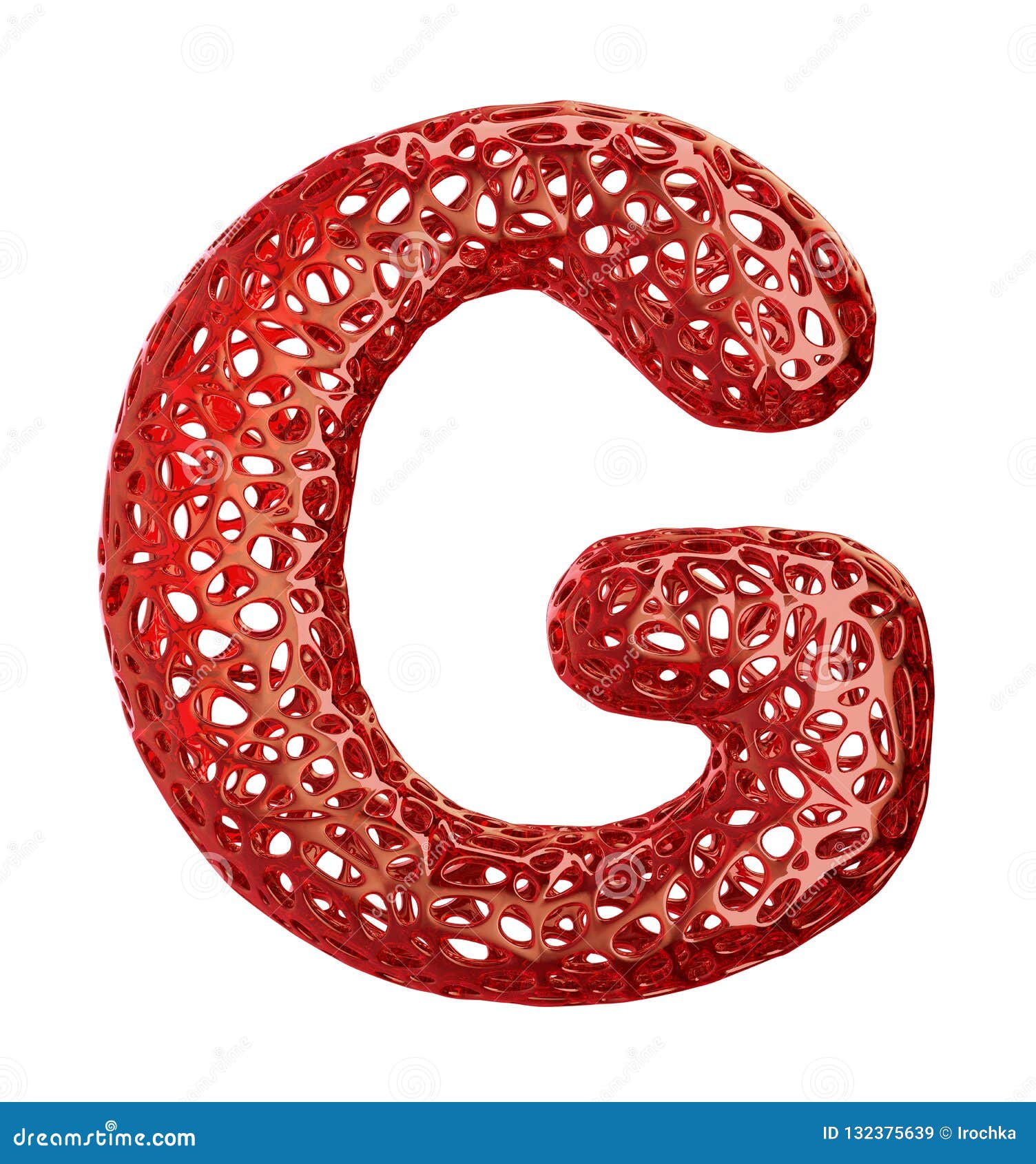 Letter G Made of Red Plastic with Abstract Holes Isolated on White ...