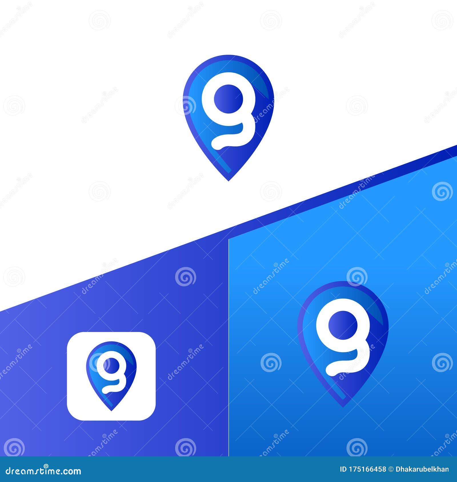 Letter G with Map Pointer Icon or Logo Design Template Elements Stock ...