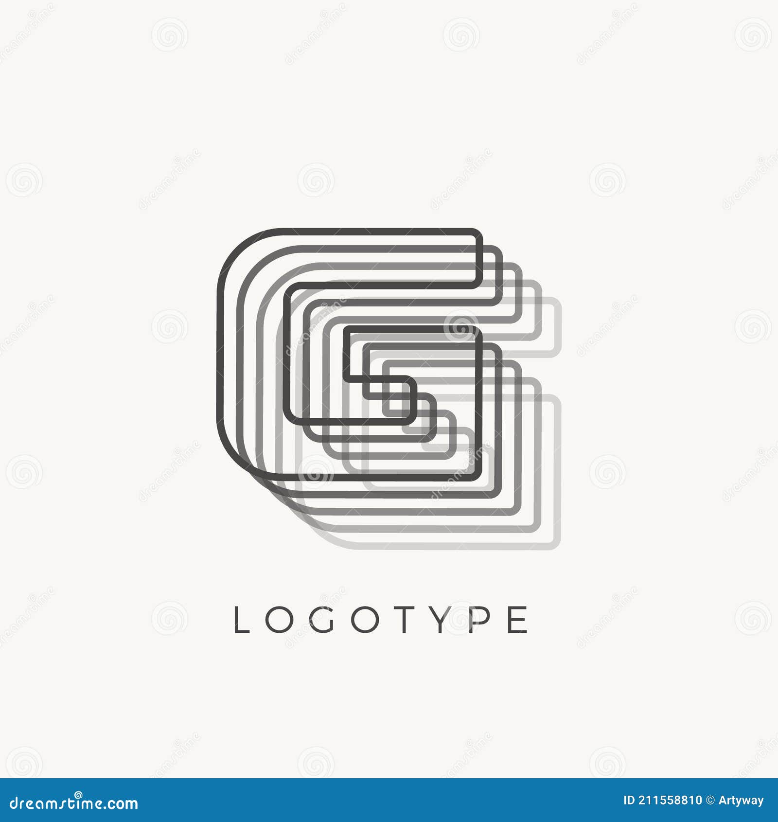 Letter G of Outline Stripes, Blend Effect Letter for Monogram and Logo ...