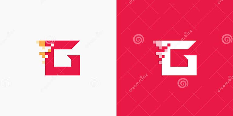 Letter G Pixel Logo Design. Stock Illustration - Illustration of logo ...