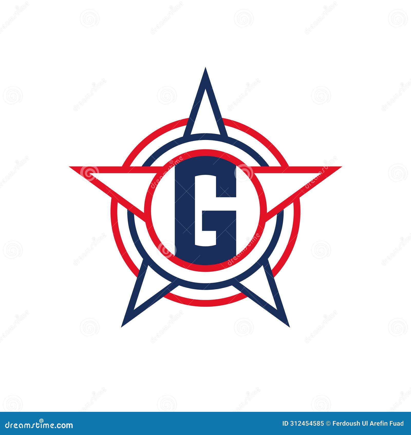 Letter G Star Logo Design. Patriotic G Logo Concept Inside Star Stock ...