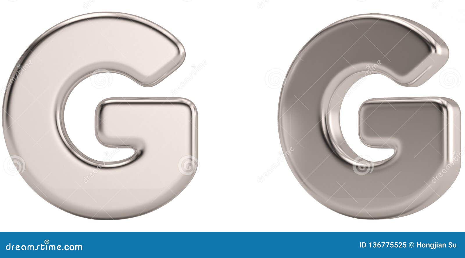 Letter G from Steel Solid Alphabet Isolated on White Background. 3D ...