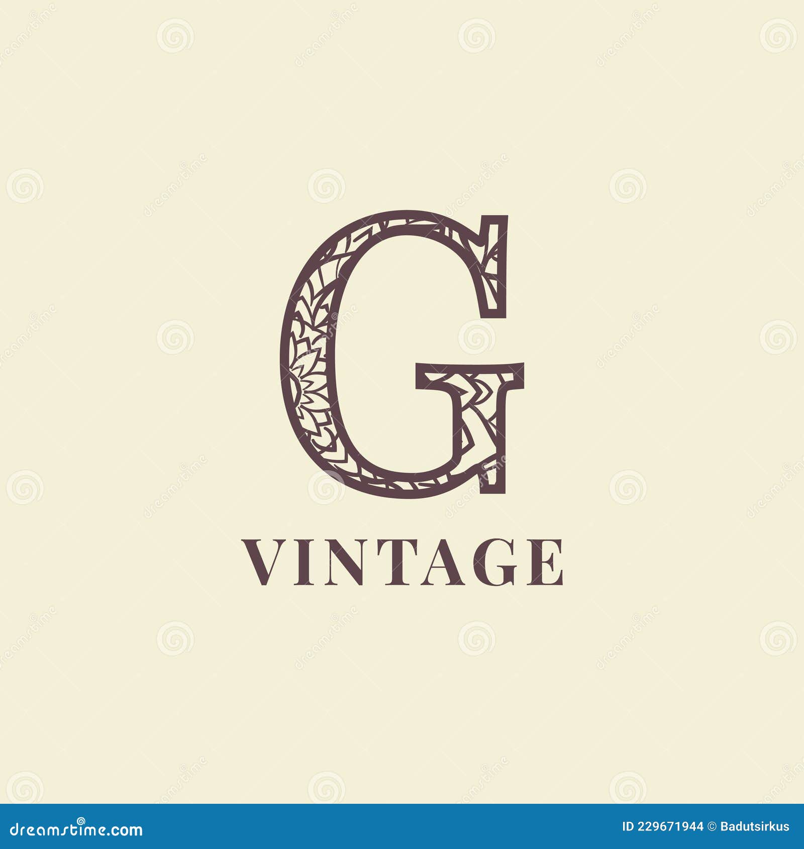Letter G Vintage Decoration Logo Stock Vector - Illustration of letter ...