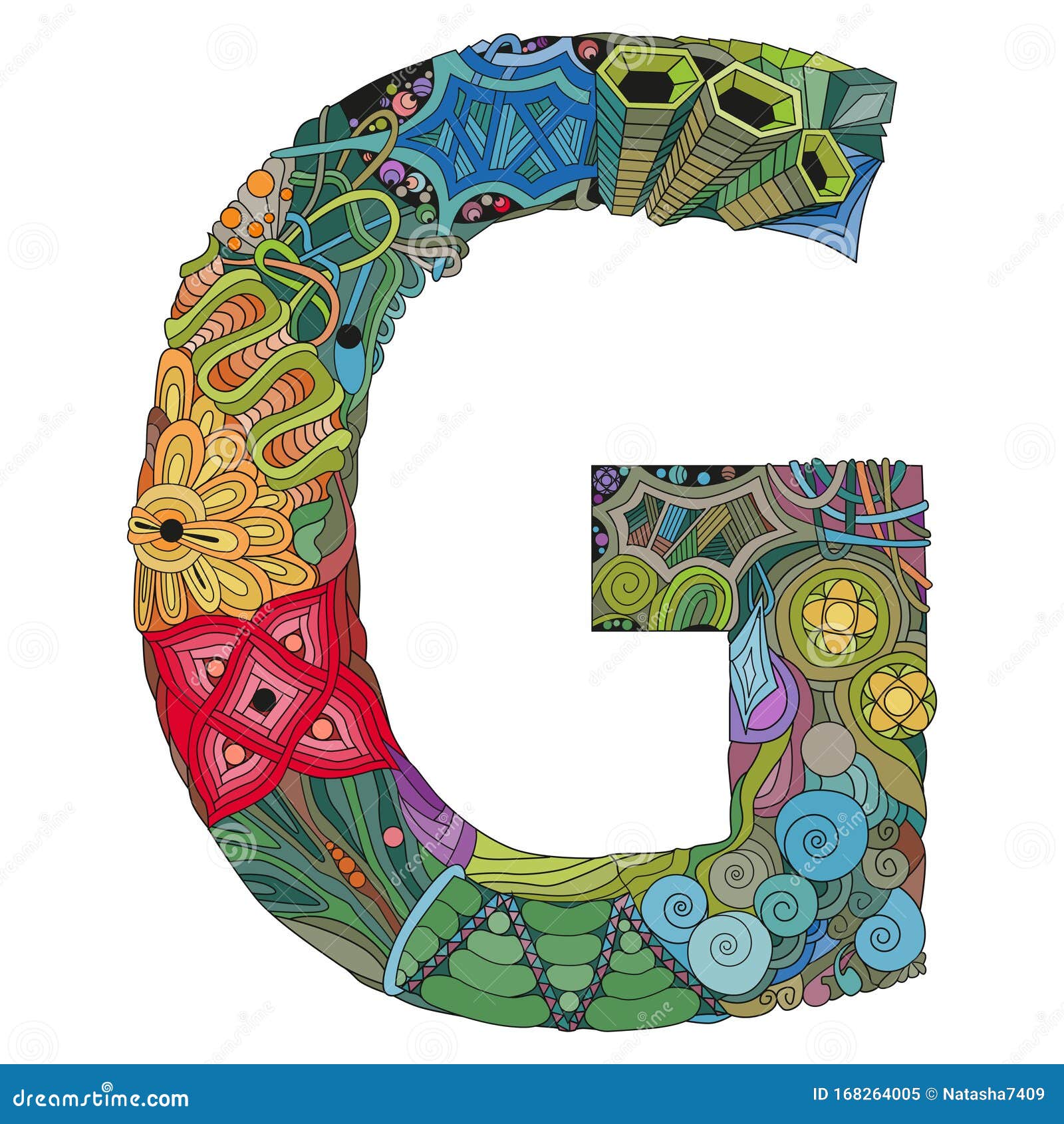 Letter G Zentangle. Vector Zentangle Object for Decoration Stock Vector ...