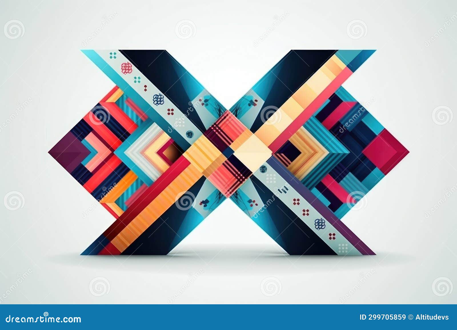 Letter X, Geometric Patterns Style, on White Background Stock ...