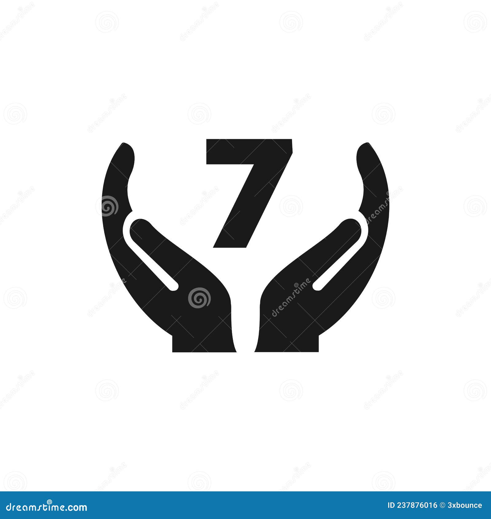 Letter 7 Giving Hand Logo Design. Hand Logo Design on Letter 7 Vector ...