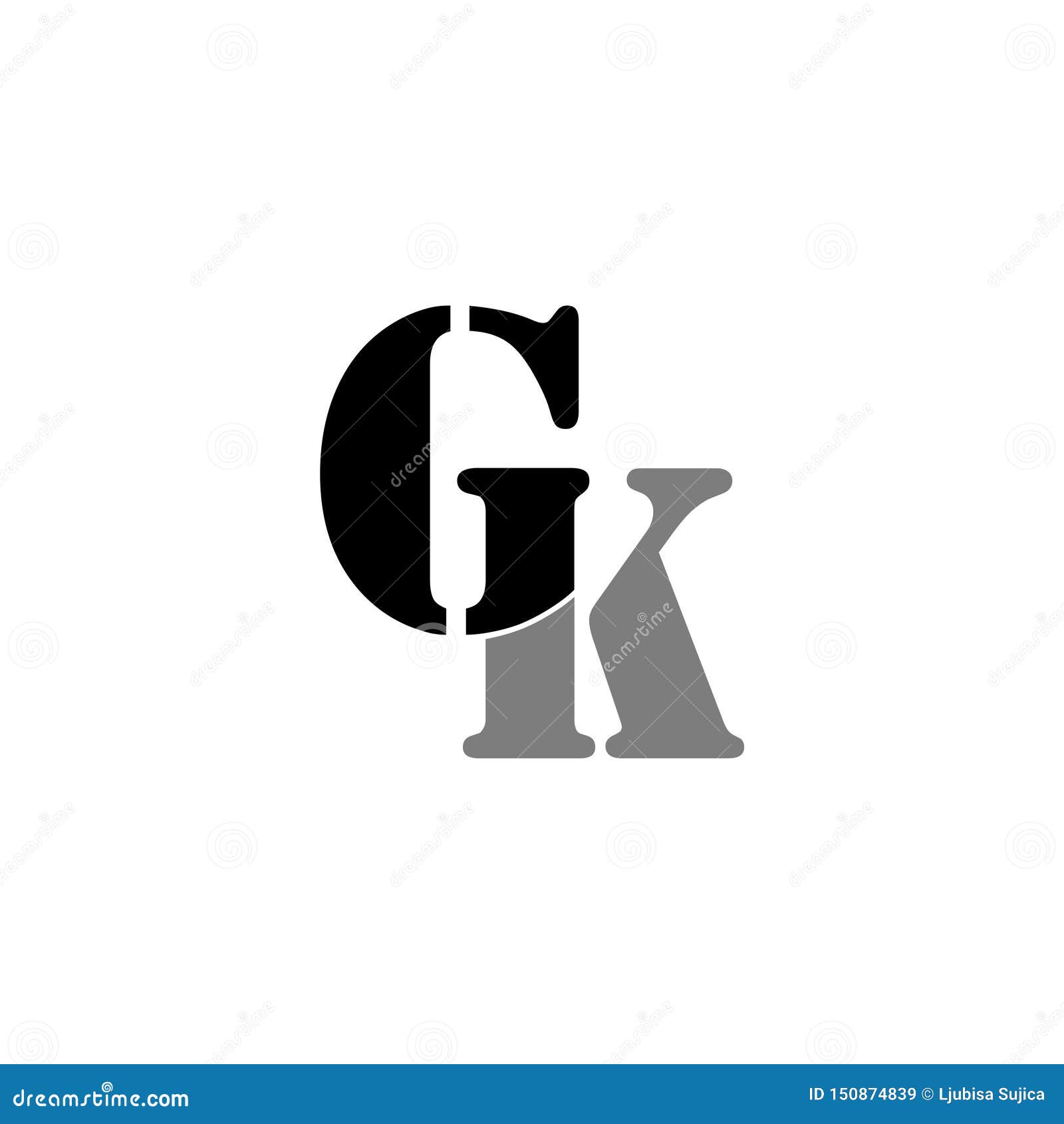 Letter GK Simple Linked Logo Stock Vector - Illustration of connecting ...