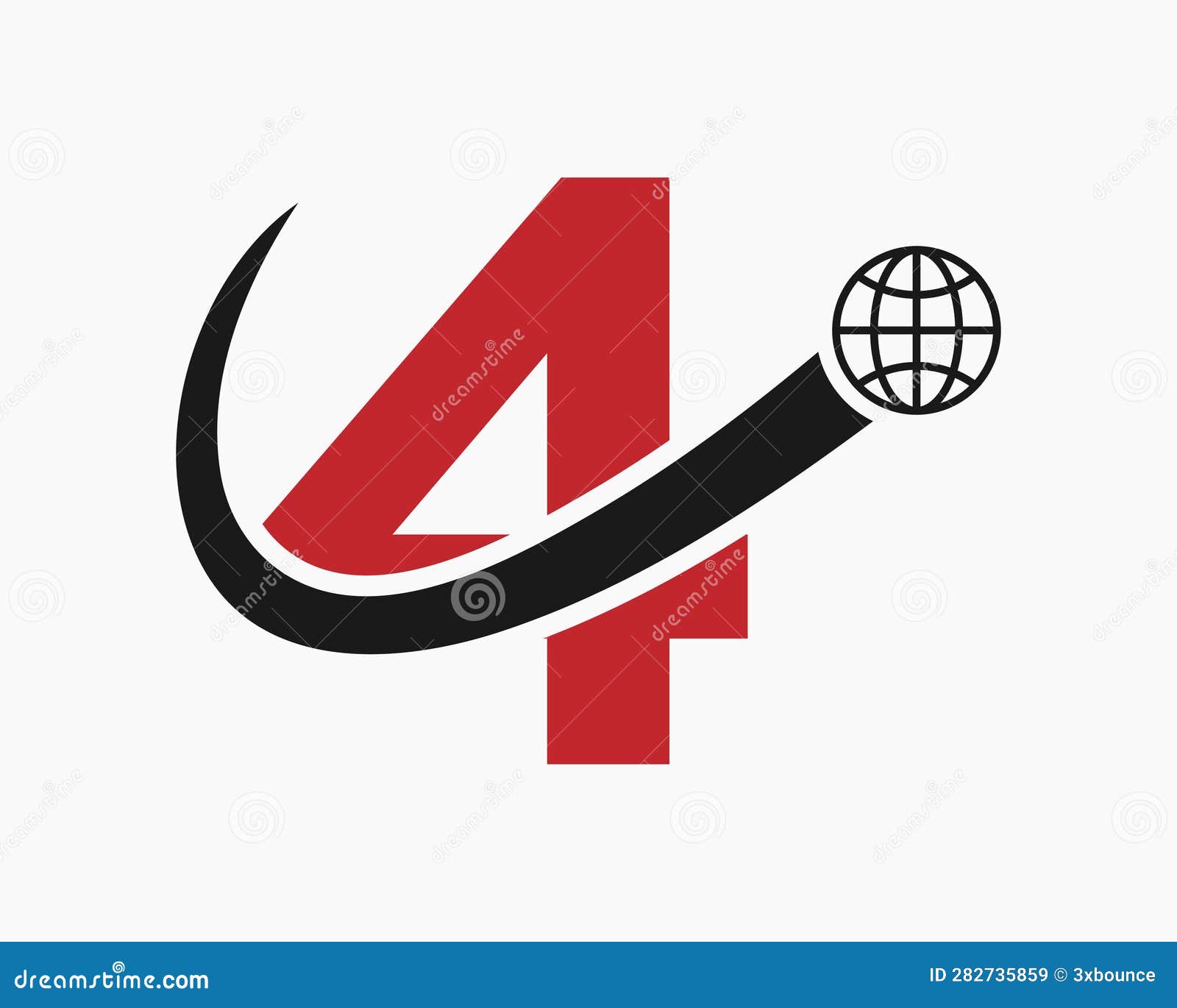 Letter 4 Global Logo Design. World Logotype Symbol Vector Template ...