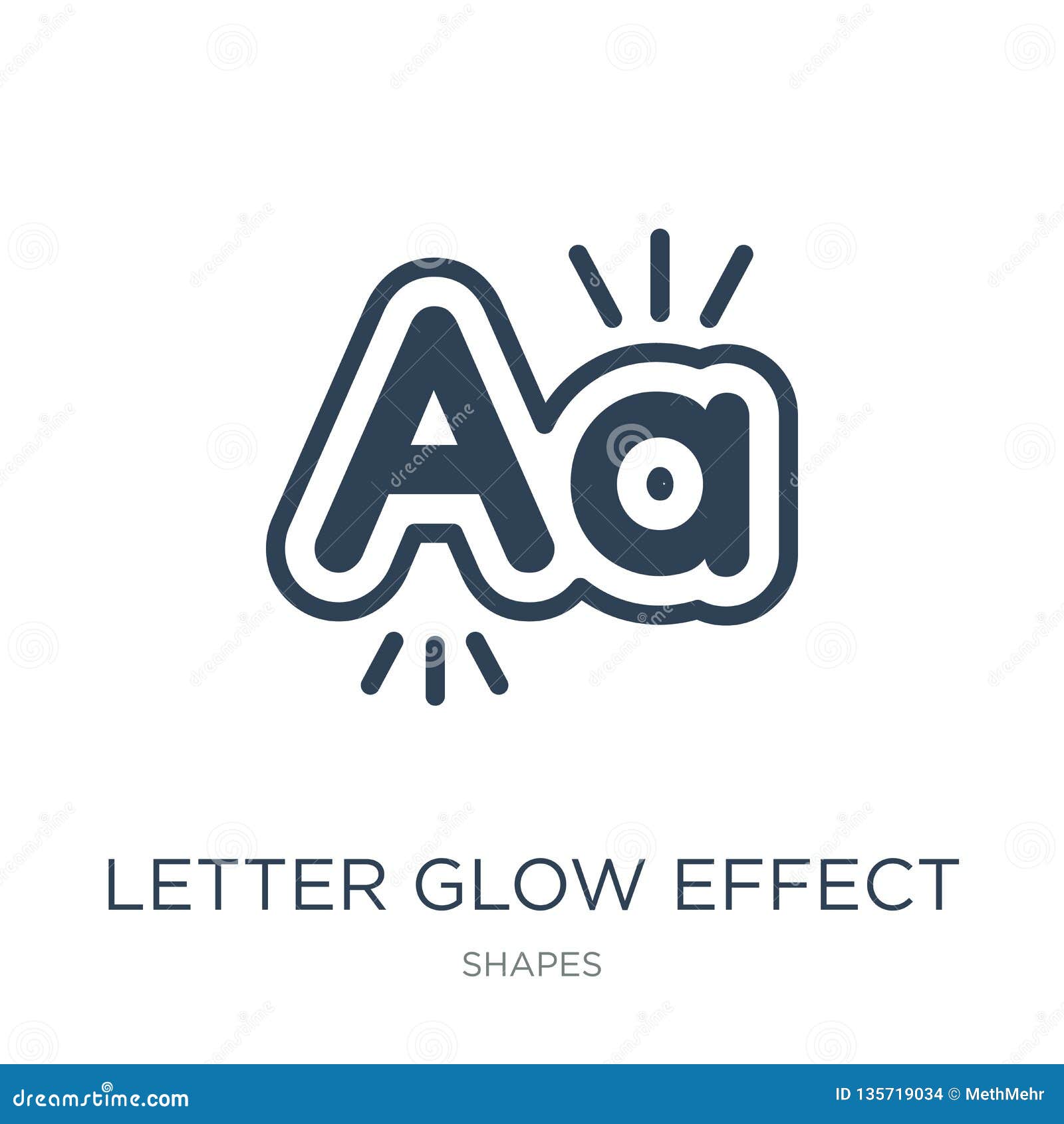 Letter Glow Effect Icon in Trendy Design Style. Letter Glow Effect Icon ...