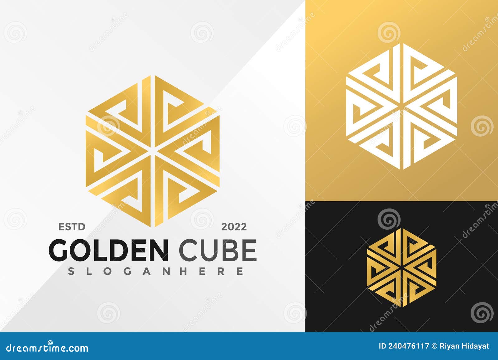 Letter a Golden Cube Logo Design Vector Illustration Template Stock ...