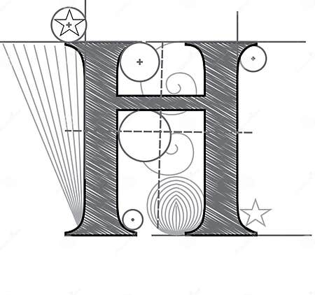 Letter H stock vector. Illustration of drawing, planning - 7690530