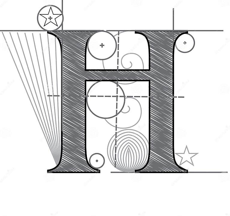 Letter H stock vector. Illustration of drawing, planning - 7690530