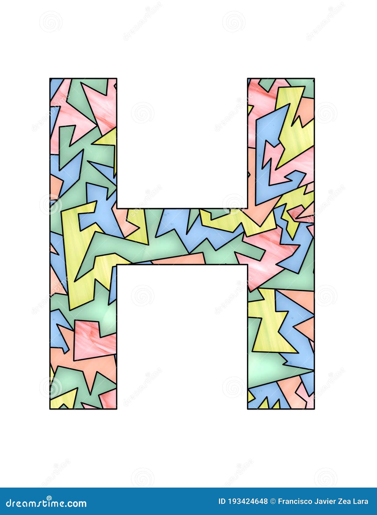 Letter H for Ad Design or Text with Stained Glass Style Stock ...