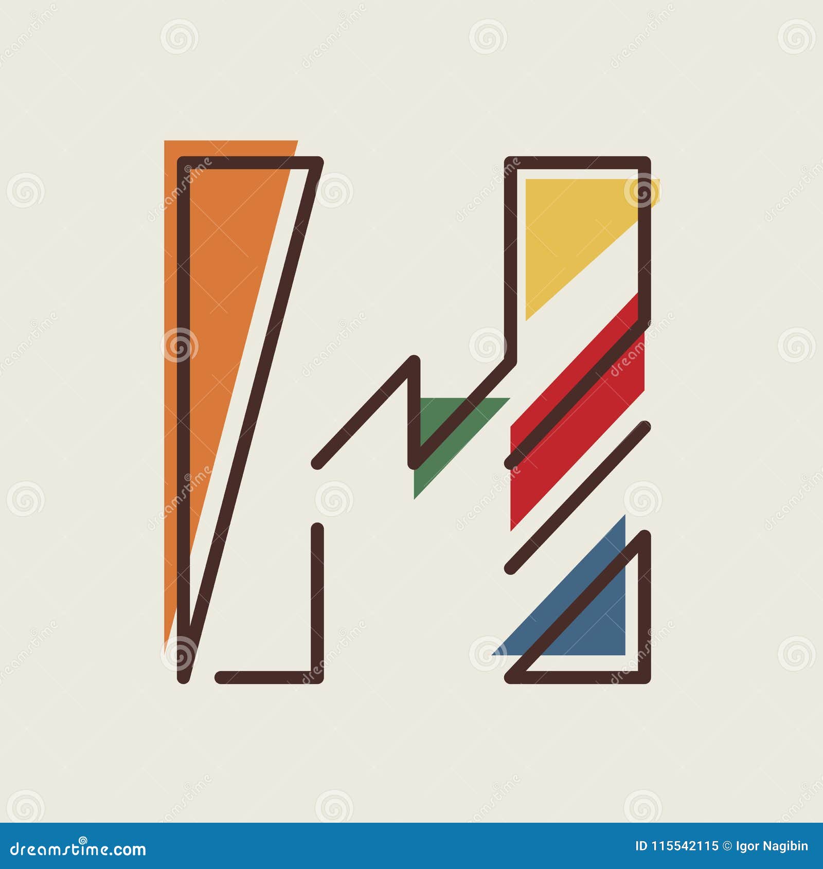 The Letter H of the Alphabet in Modern Geometric Style. Stock ...