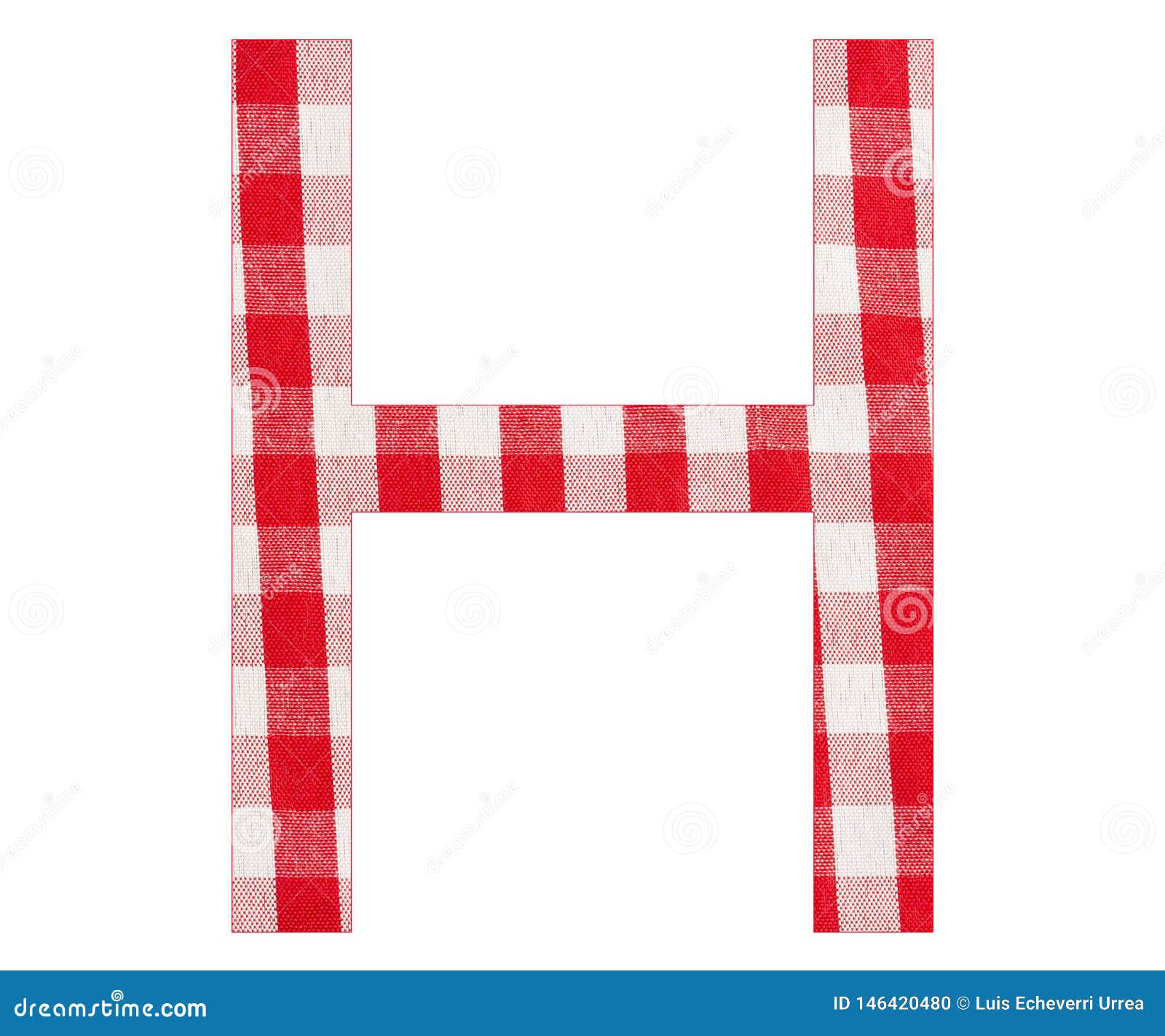 Letter H of the Alphabet - Red Checkered Fabric Tablecloth - White ...