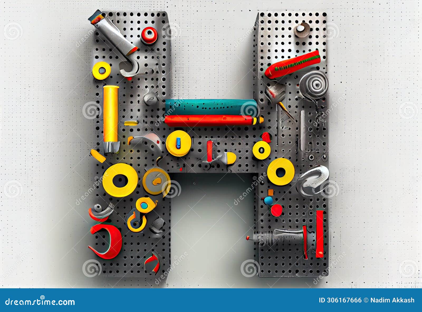 Letter H. Alphabet from the Tools on the Metal Pegboard Isolated Stock ...