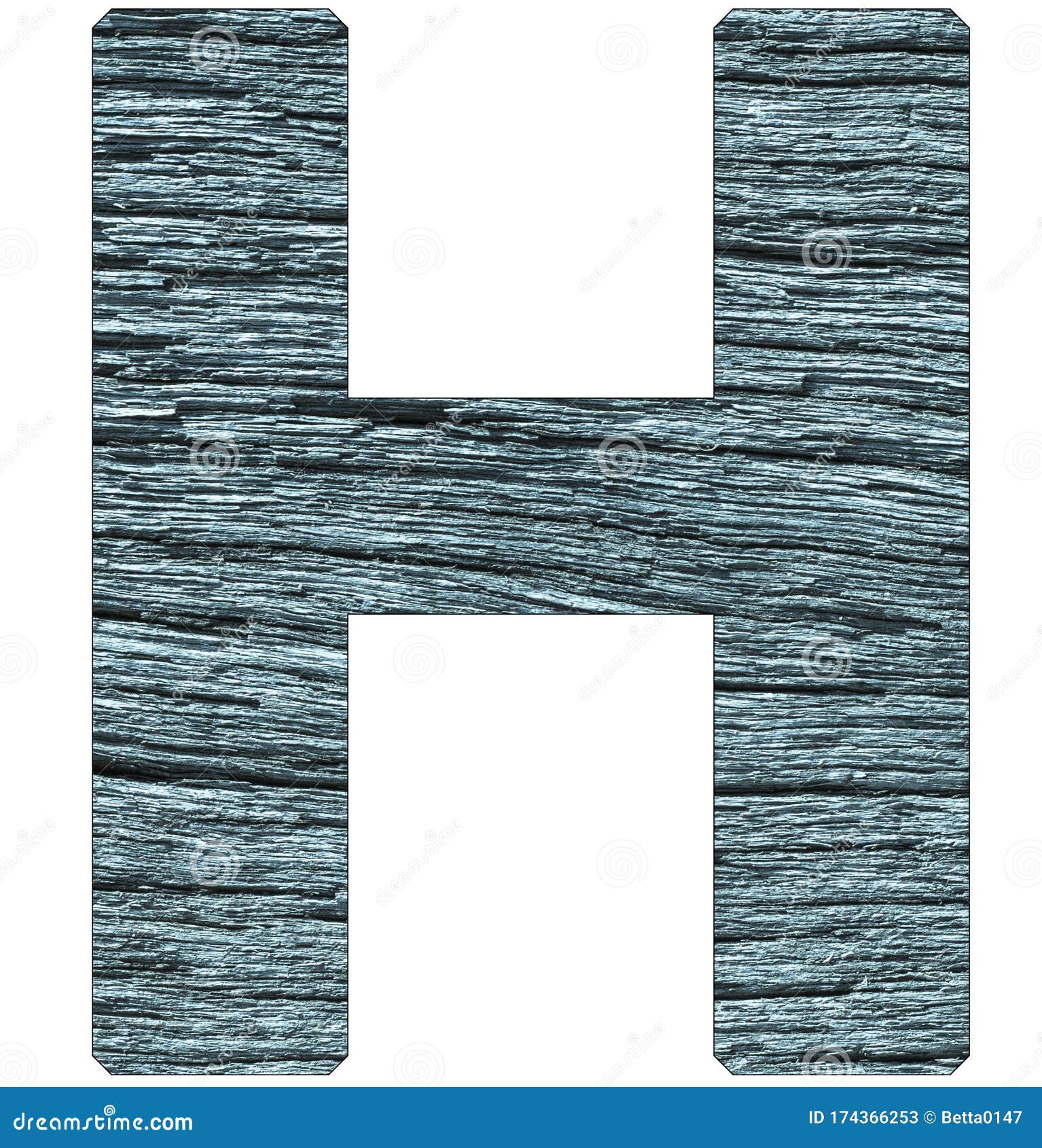 Letter H of the Alphabet, with Wood Texture in Blue Color Stock Image ...