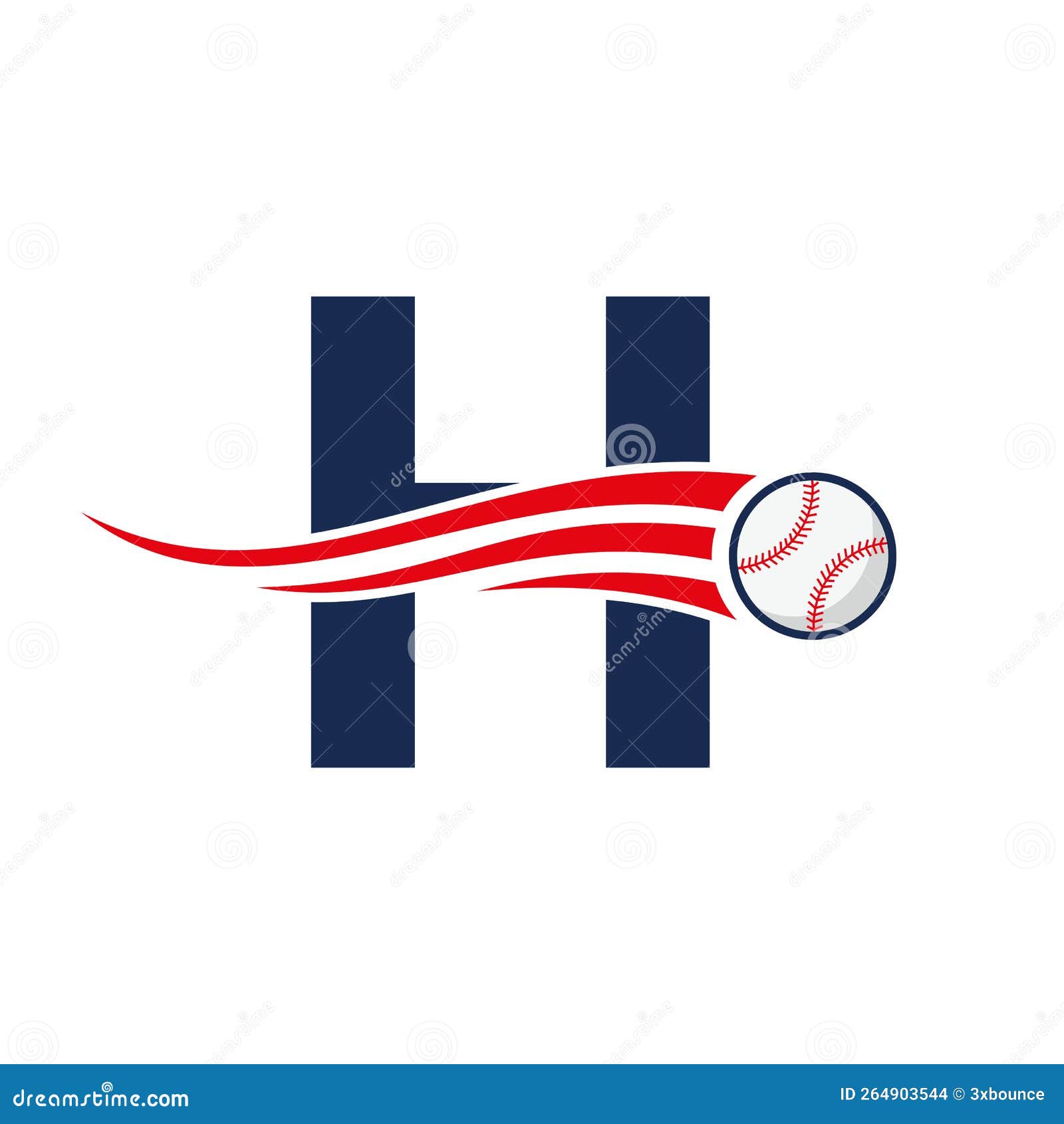 Letter H Baseball Logo Concept with Moving Baseball Icon Vector ...