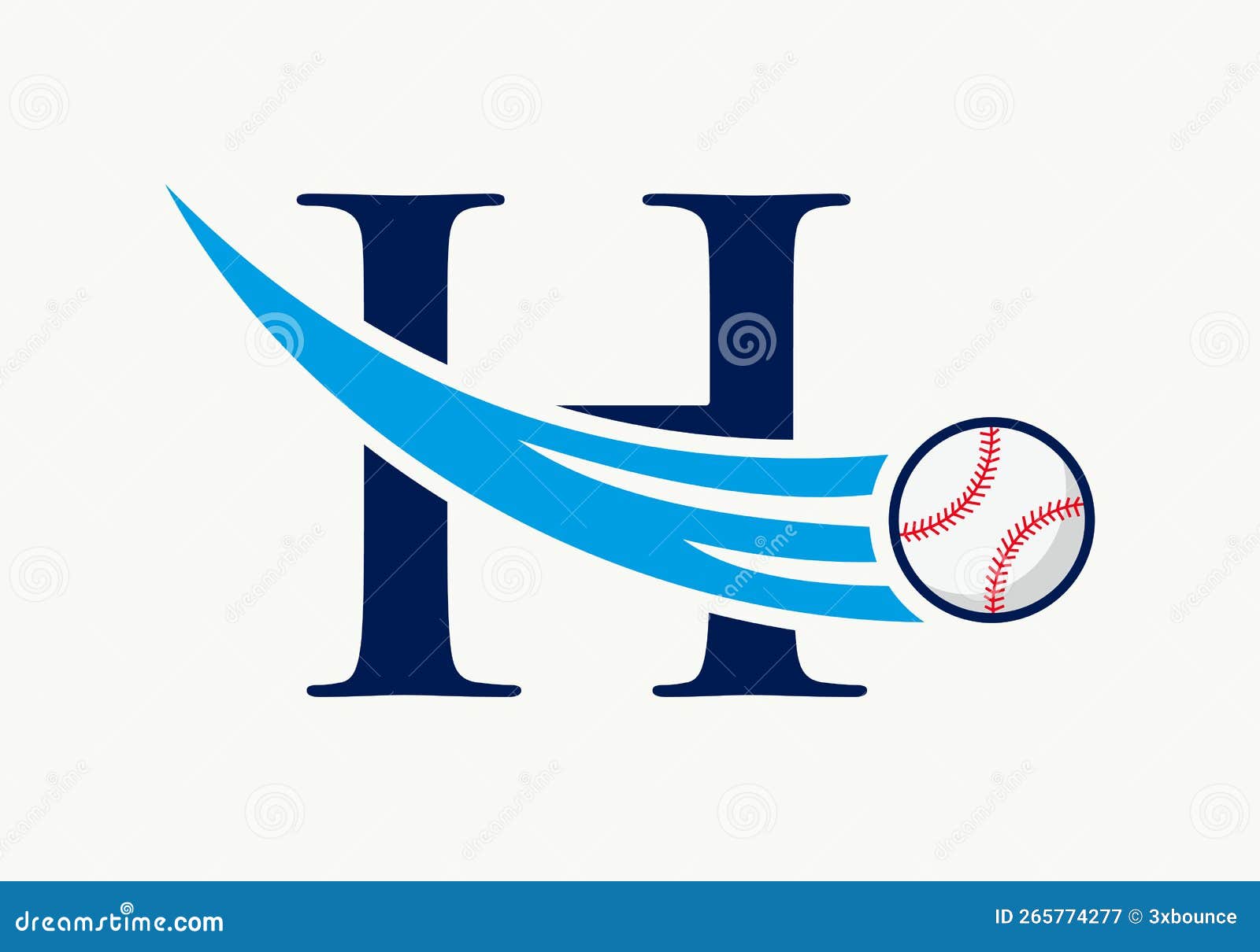 Letter H Baseball Logo Concept with Moving Baseball Icon Vector ...