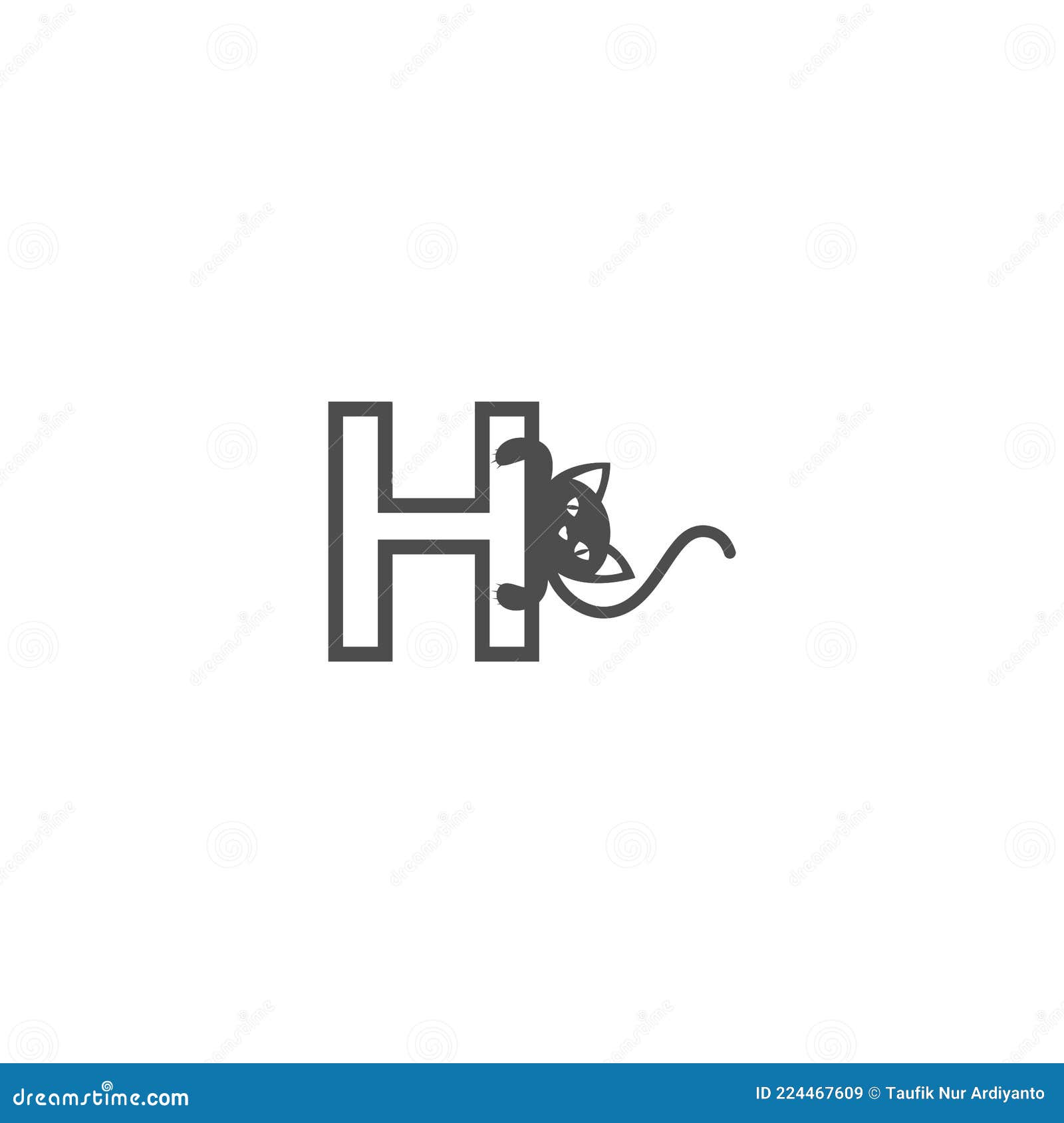 Letter H with Black Cat Icon Logo Design Template Stock Illustration ...