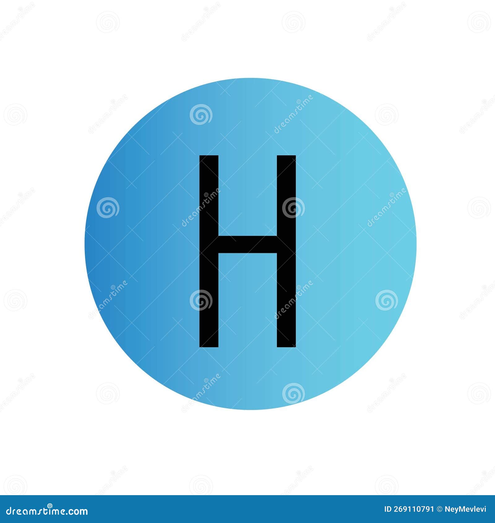 The Letter H in a Blue Gradation Circle. Stock Illustration ...